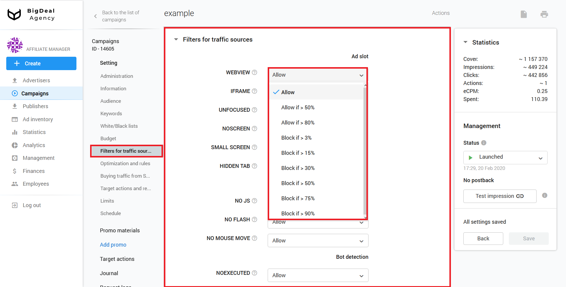 Setup JSTDS Filters in Campaigns - Salematics