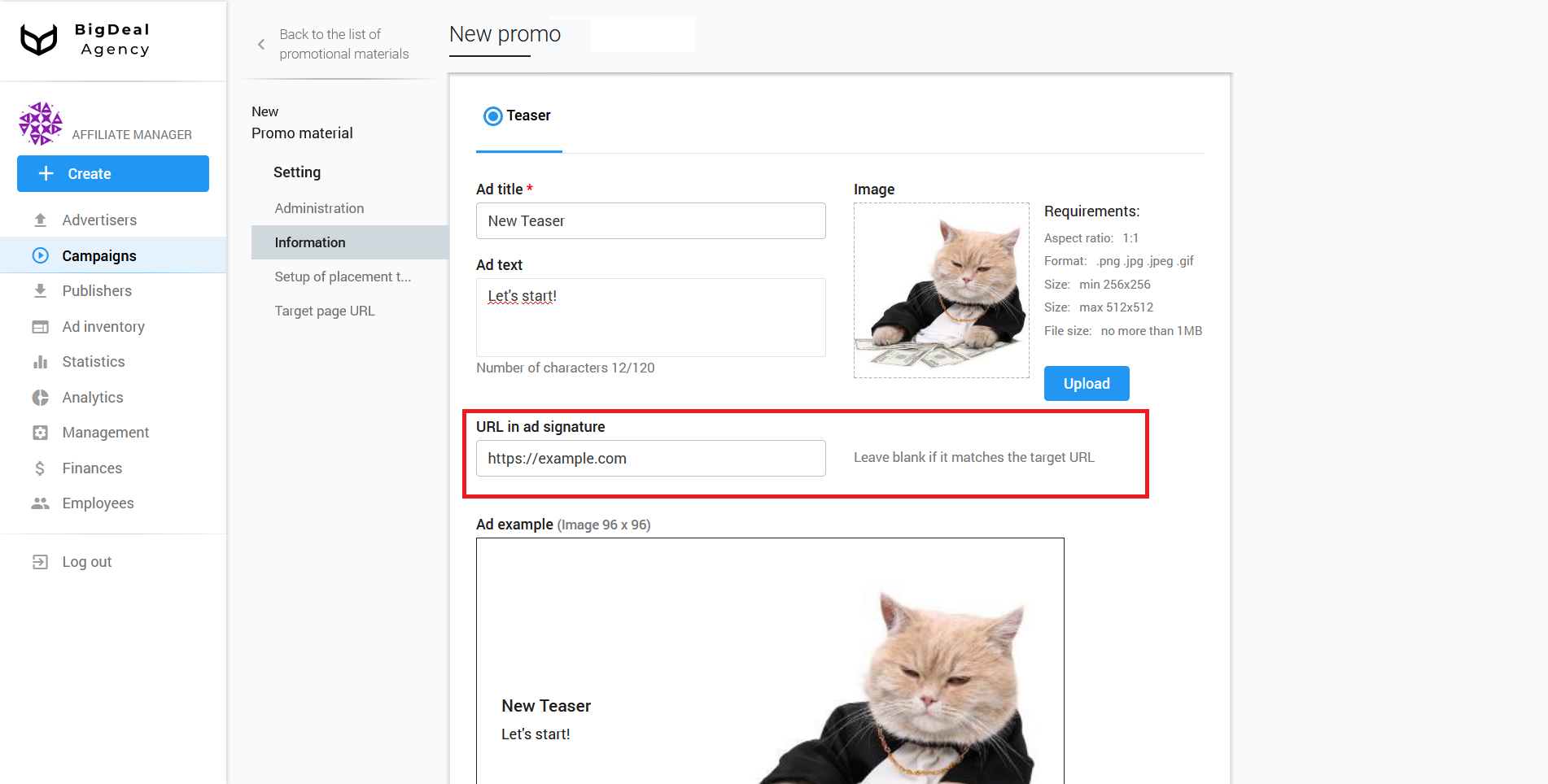 How to set up Teaser Promo Material - Salematics